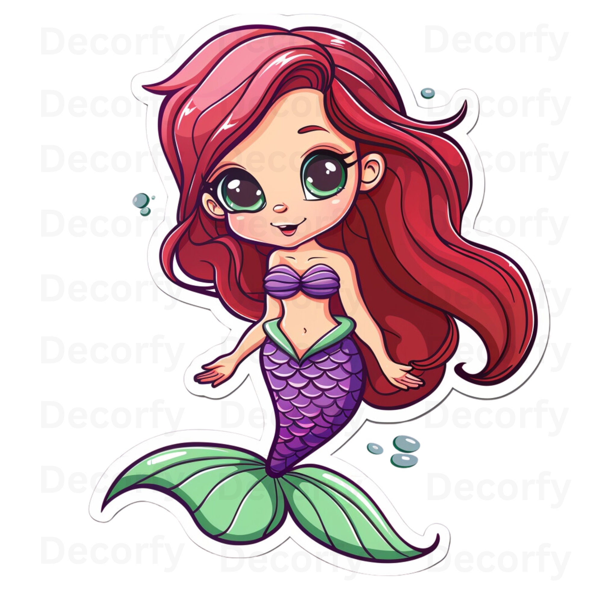 12 Cute Mermaid Clipart Bundle, Watercolor Mermaid Friends PNG Set,cute ...