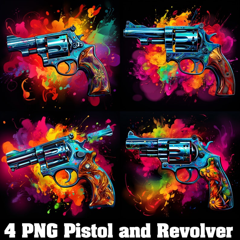Pistol Gun Clipart Bundle, Dripping Gun, Ak V PNG, Gun PNG, Military ...