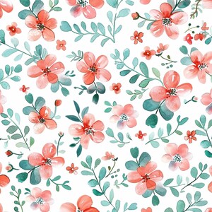 10 Watercolor Floral Seamless Pattern, Watercolor Floral Paper, Flowers ...