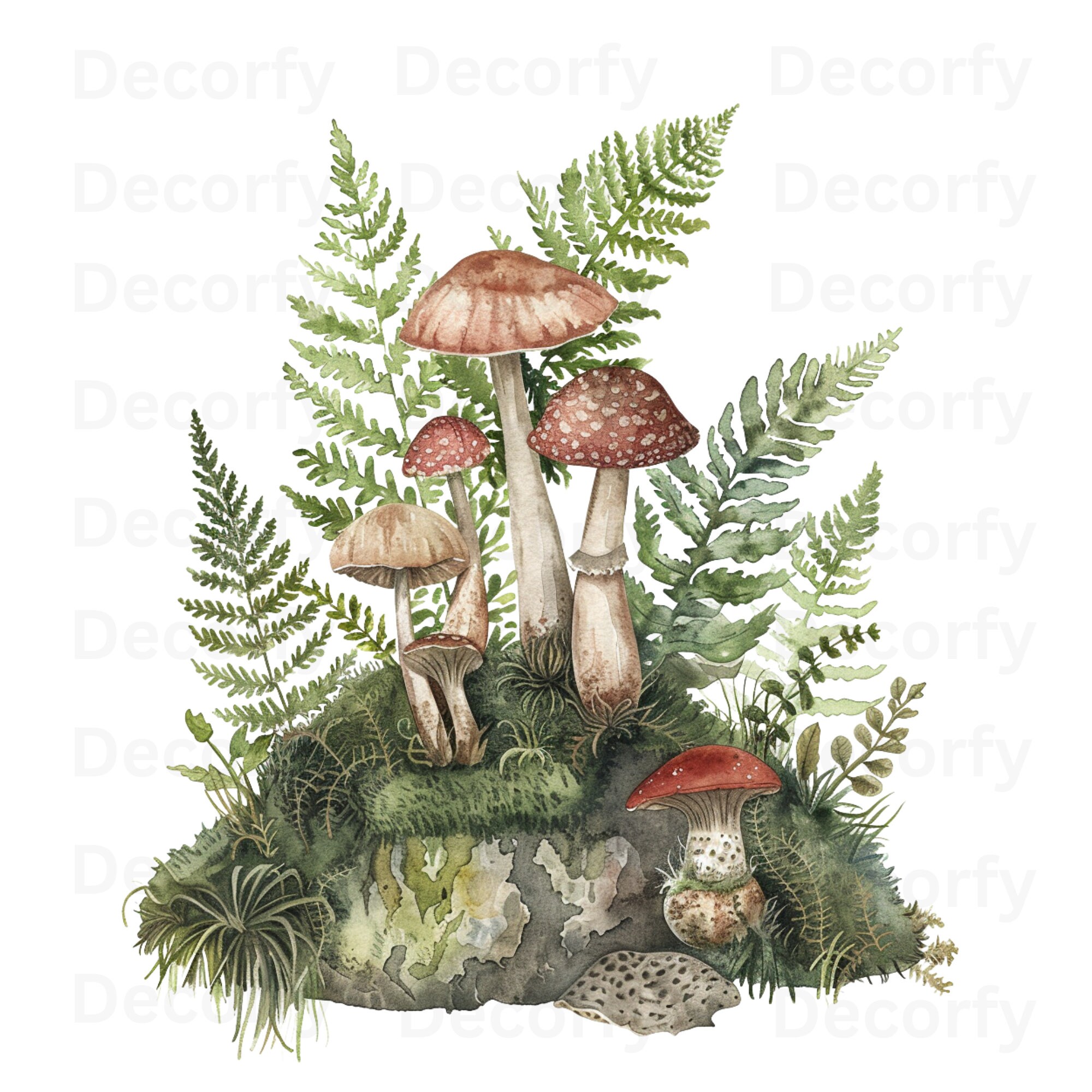 Bundle of 18 Watercolor Mushrooms Clipart Cute Forest Nature Toadstool ...