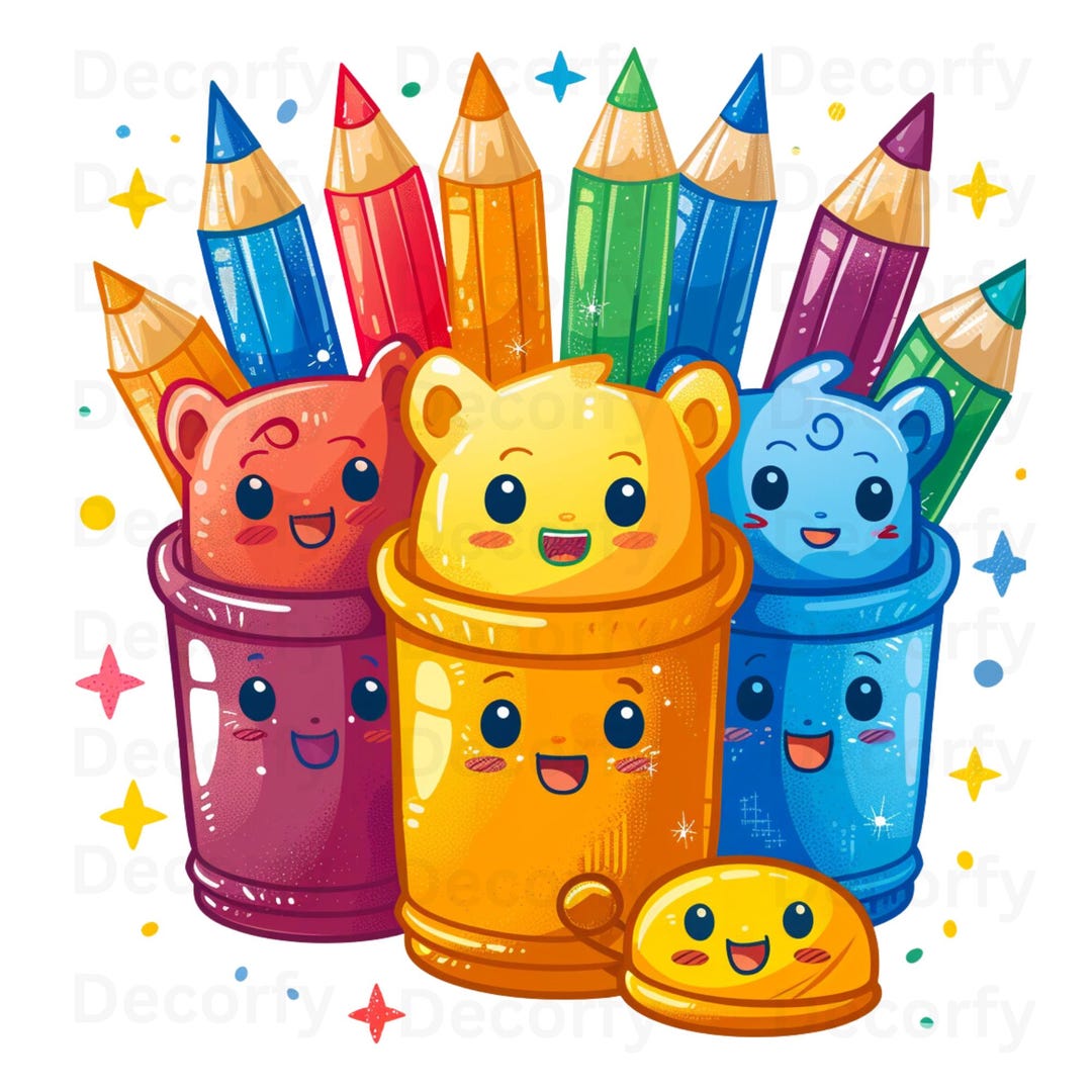 12 Kawaii School Clipart Cute Back to School Png Teacher School Supply ...