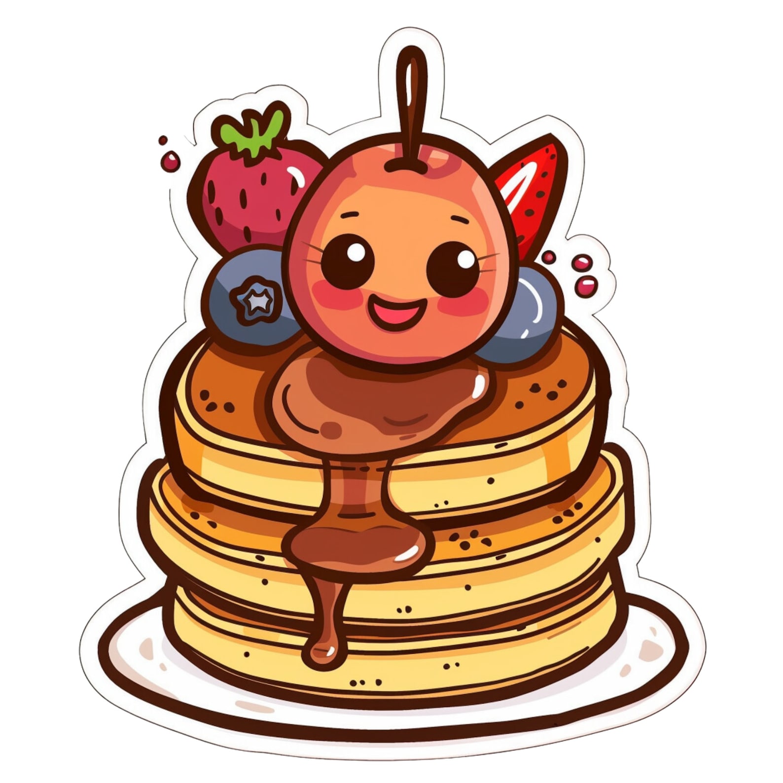 10 Kawaii Breakfast Clipart, Cute Cartoon Breakfast Food, Watercolor ...