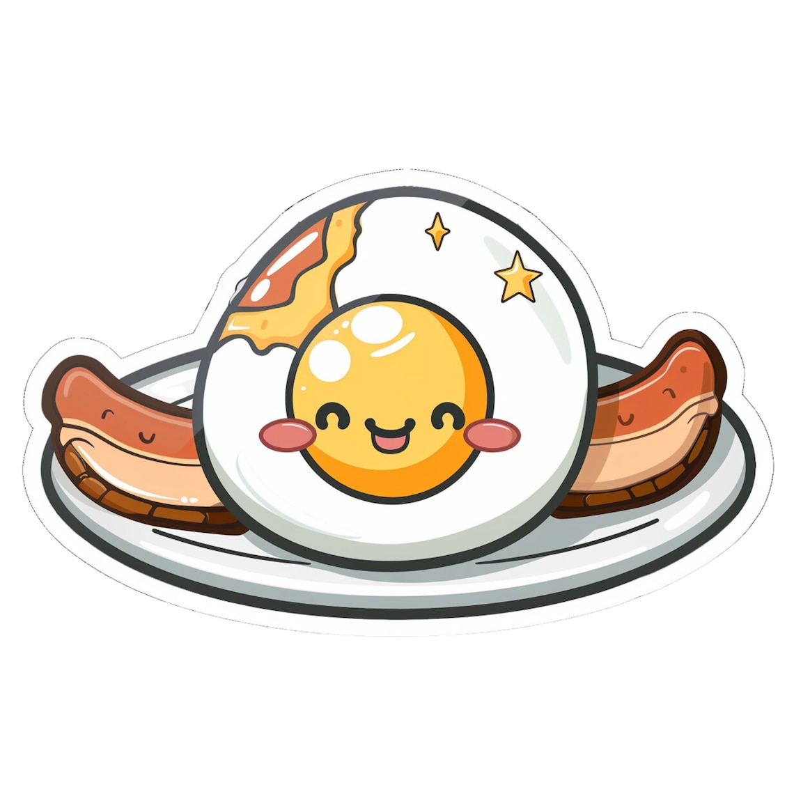 10 Kawaii Breakfast Clipart, Cute Cartoon Breakfast Food, Watercolor ...