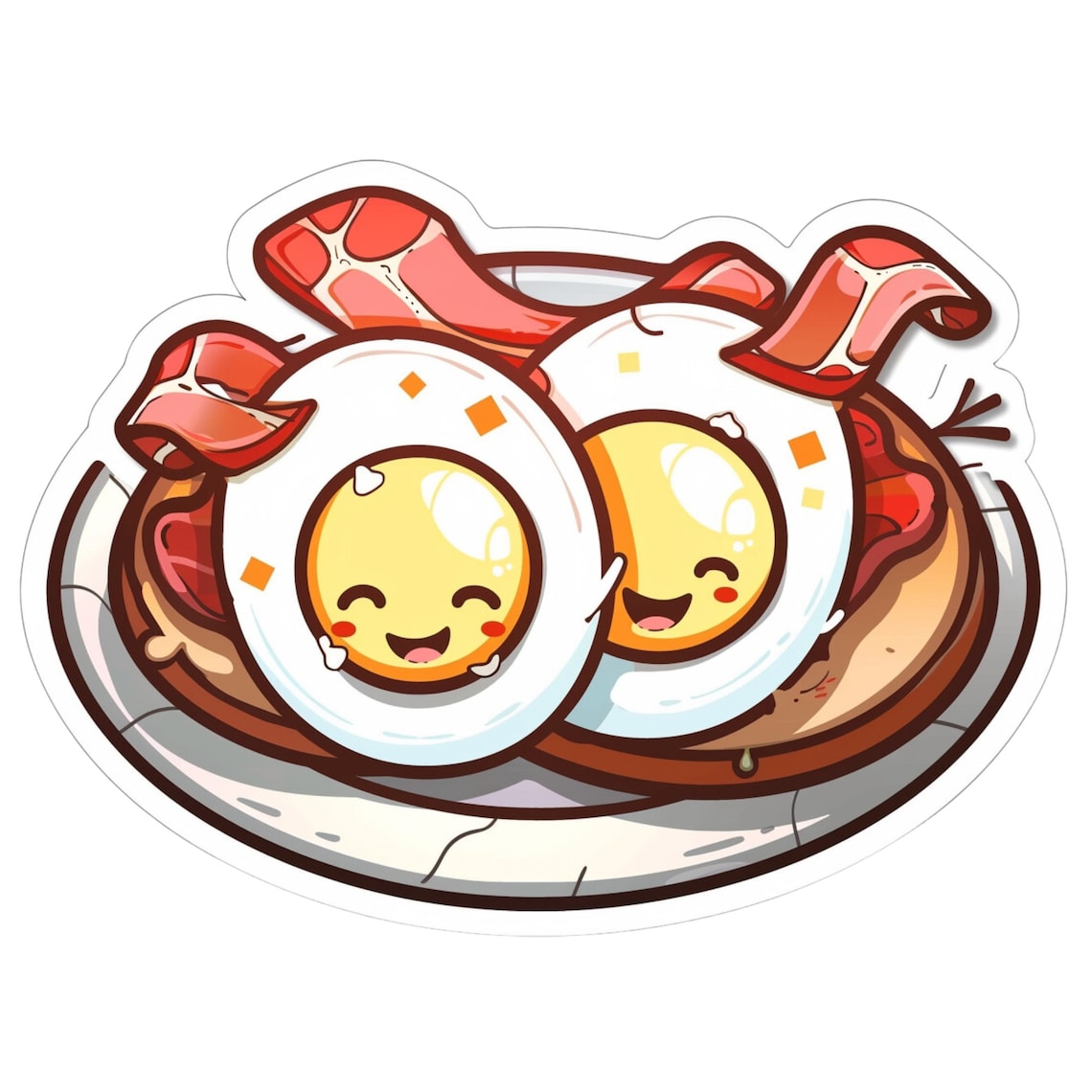 10 Kawaii Breakfast Clipart, Cute Cartoon Breakfast Food, Watercolor ...