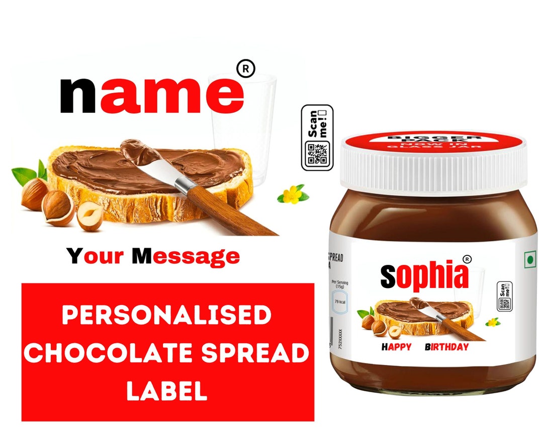 Personalized Nutella Jar Sticker, Personalised Chocolate Spread Label ...