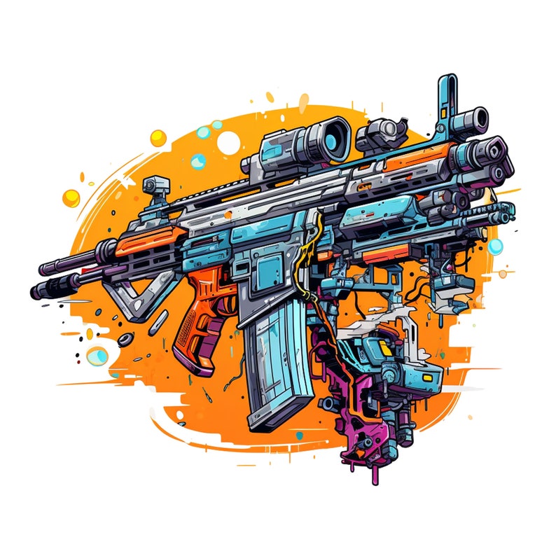 Machine Gun Clipart Bundle, Dripping Gun, Ak V PNG, Gun PNG, Military ...