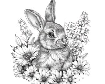 Pencil Sketch Bunny PNG Transparent Background, Kawaii Rabbit Sticker ...