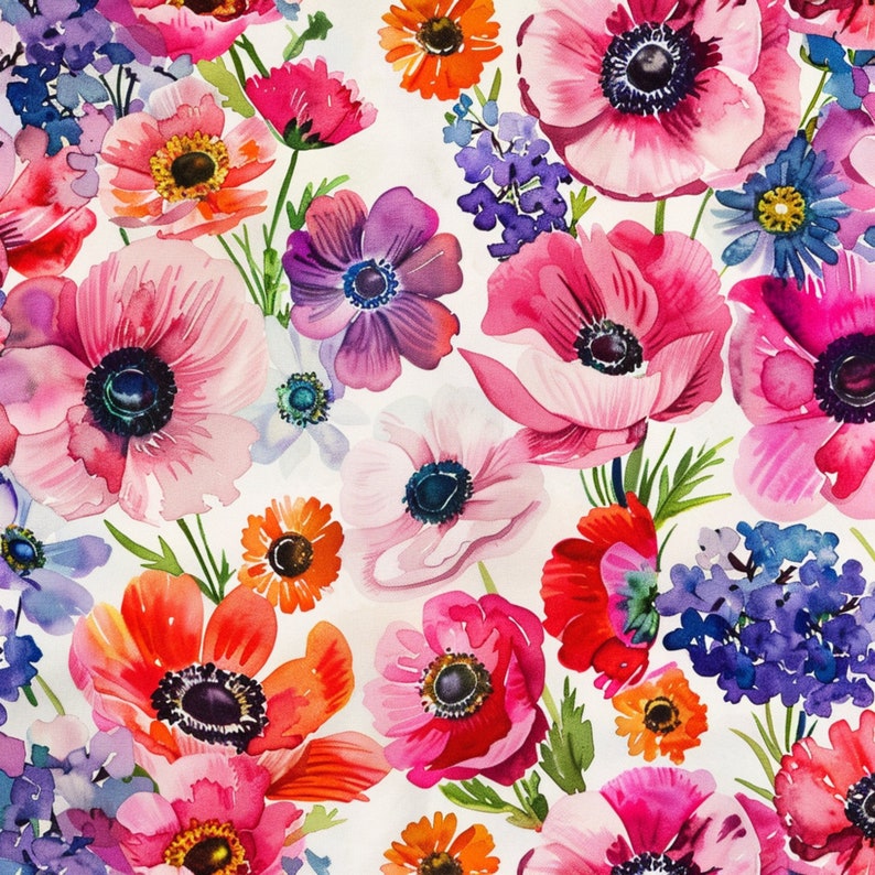 10 Watercolor Floral Seamless Pattern, Watercolor Floral Paper, Flowers ...