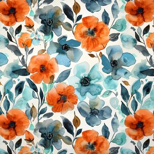 10 Watercolor Floral Seamless Pattern, Watercolor Floral Paper, Flowers ...