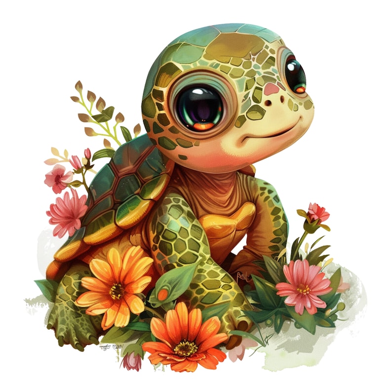 7 Watercolor Sea Turtle Clipart, Cute Nautical Ocean Animals Pngs ...