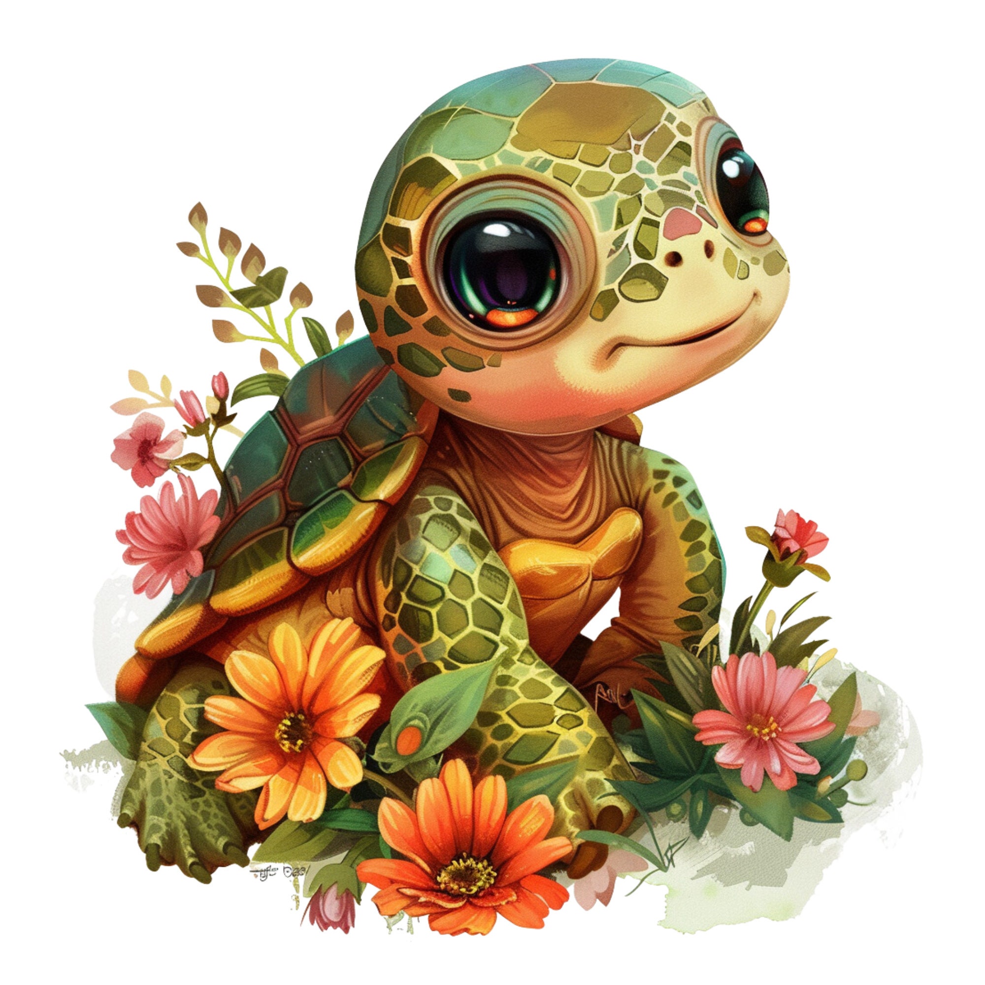 7 Watercolor Sea Turtle Clipart, Cute Nautical Ocean Animals Pngs ...