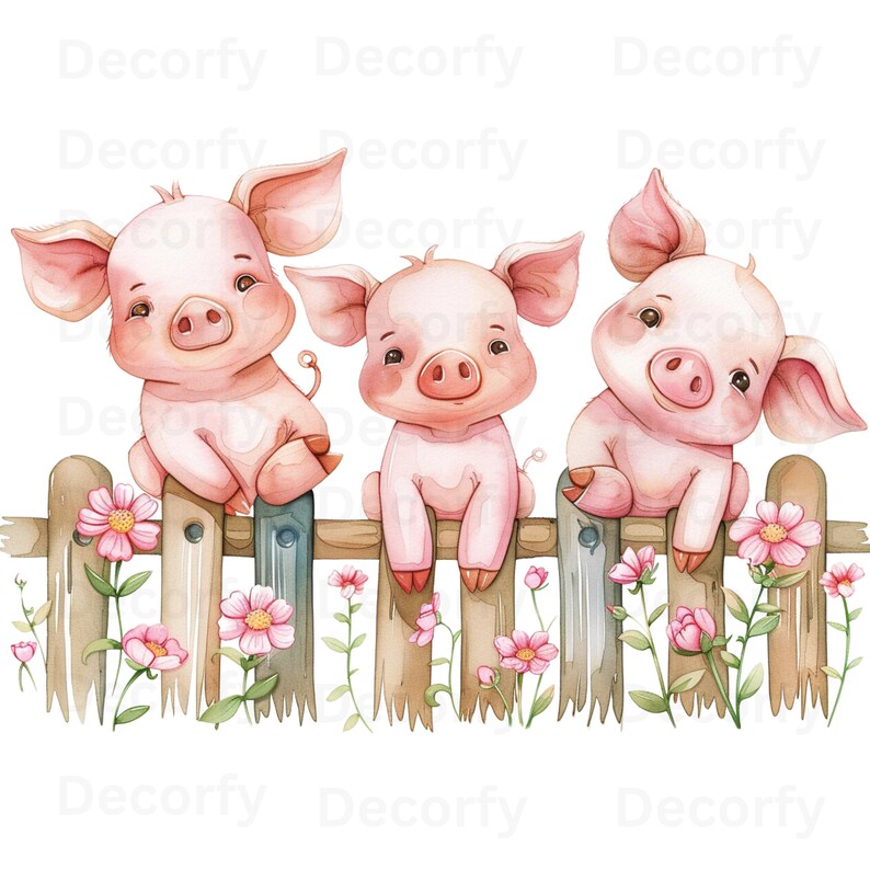 8 Pigs Clipart Bundle, PNG Cute Adorable Piggy Graphics, Farm Animals ...