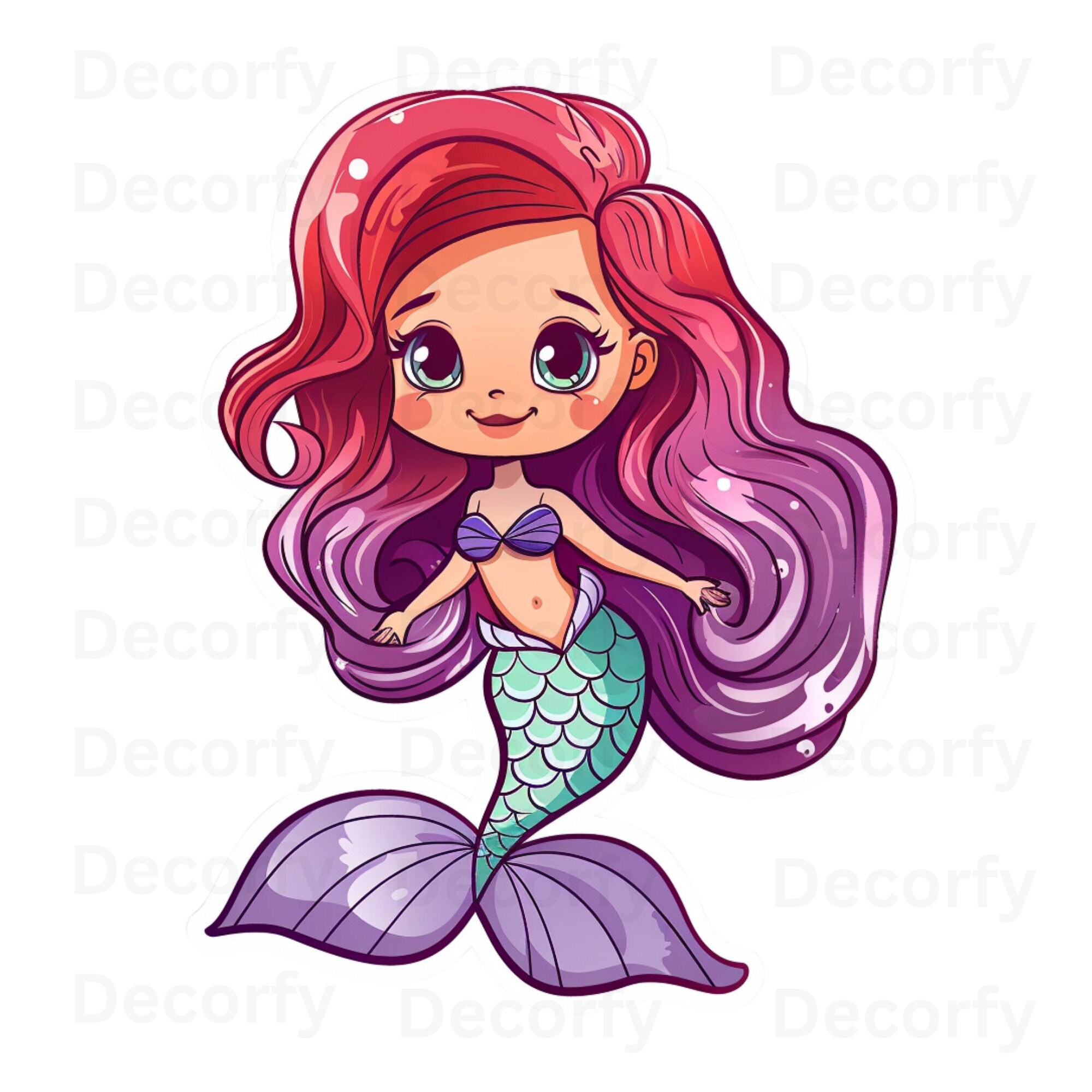 12 Cute Mermaid Clipart Bundle, Watercolor Mermaid Friends PNG Set,cute ...