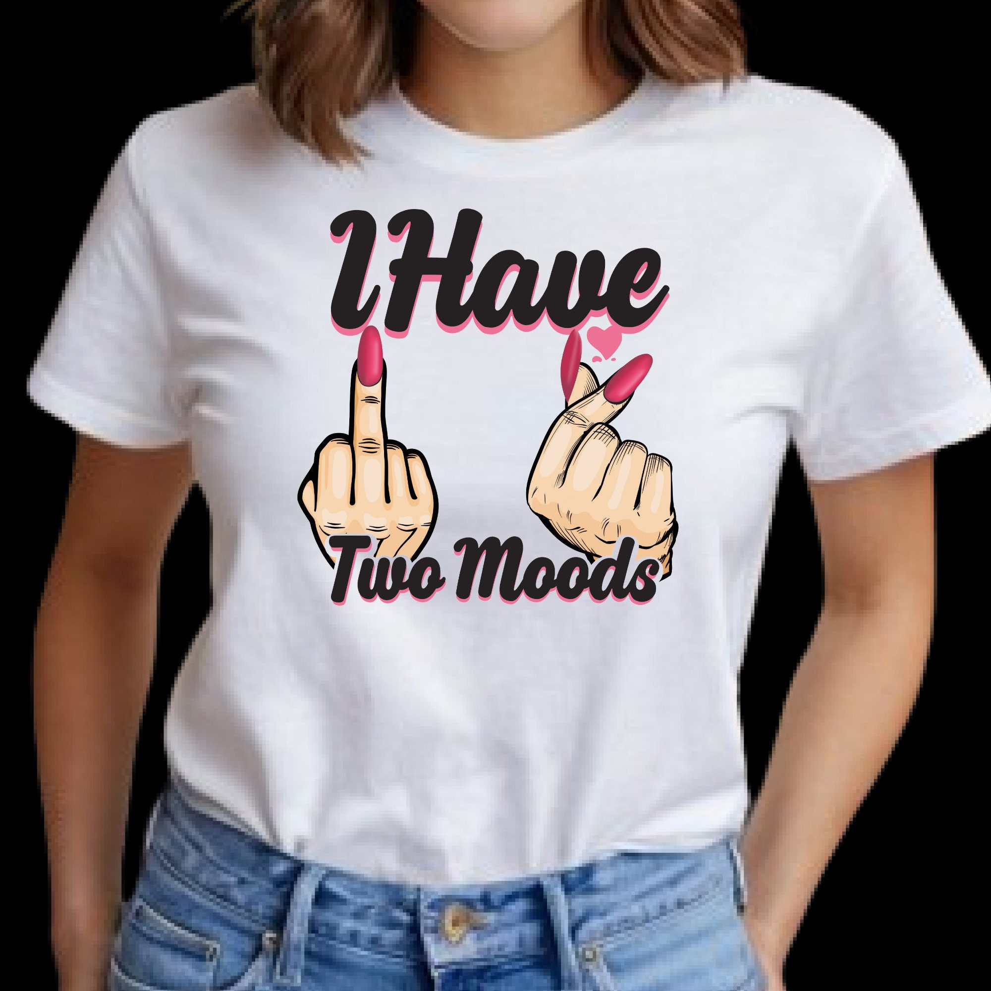 I Have Two Moods Png, Heart Finger, Heart Dripping, High-quality Print ...