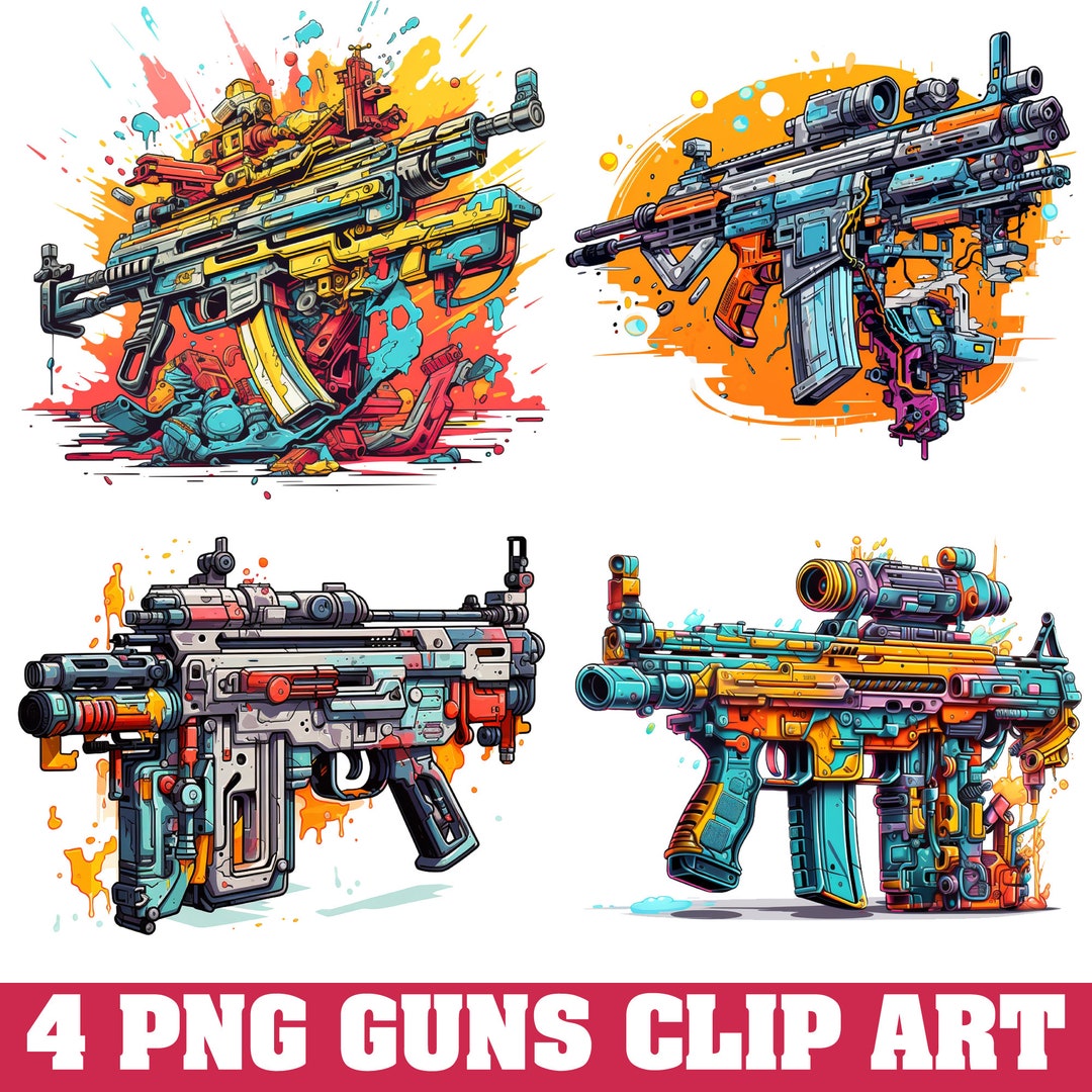 Machine Gun Clipart Bundle, Dripping Gun, Ak V PNG, Gun PNG, Military ...