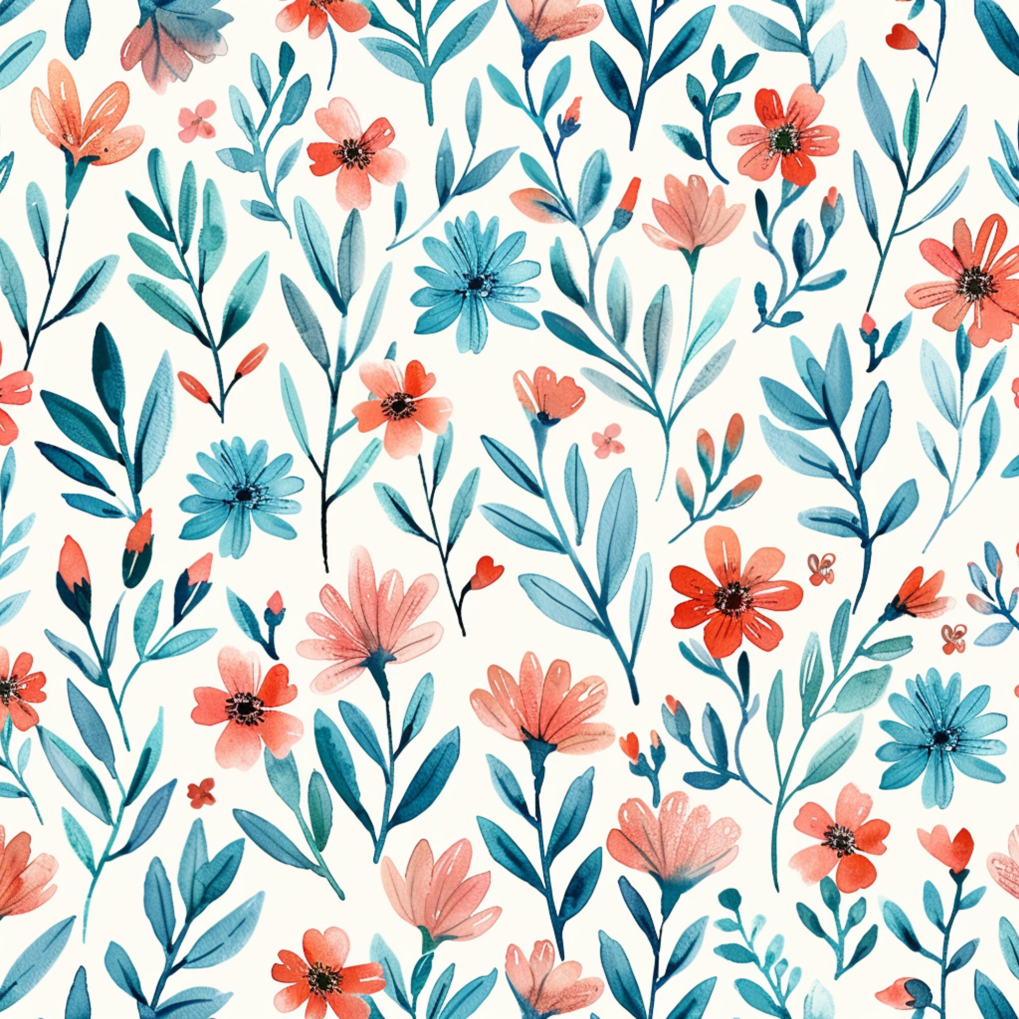 10 Watercolor Floral Seamless Pattern, Watercolor Floral Paper, Flowers ...