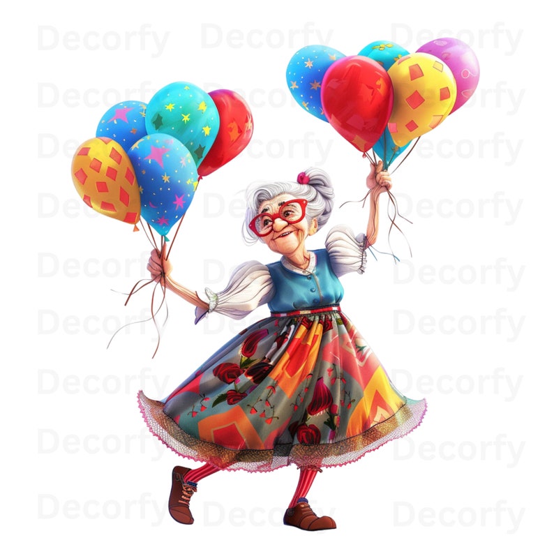 Crazy Old Lady Clipart, Funny Cartoon Grandmother, Dancing Women ...