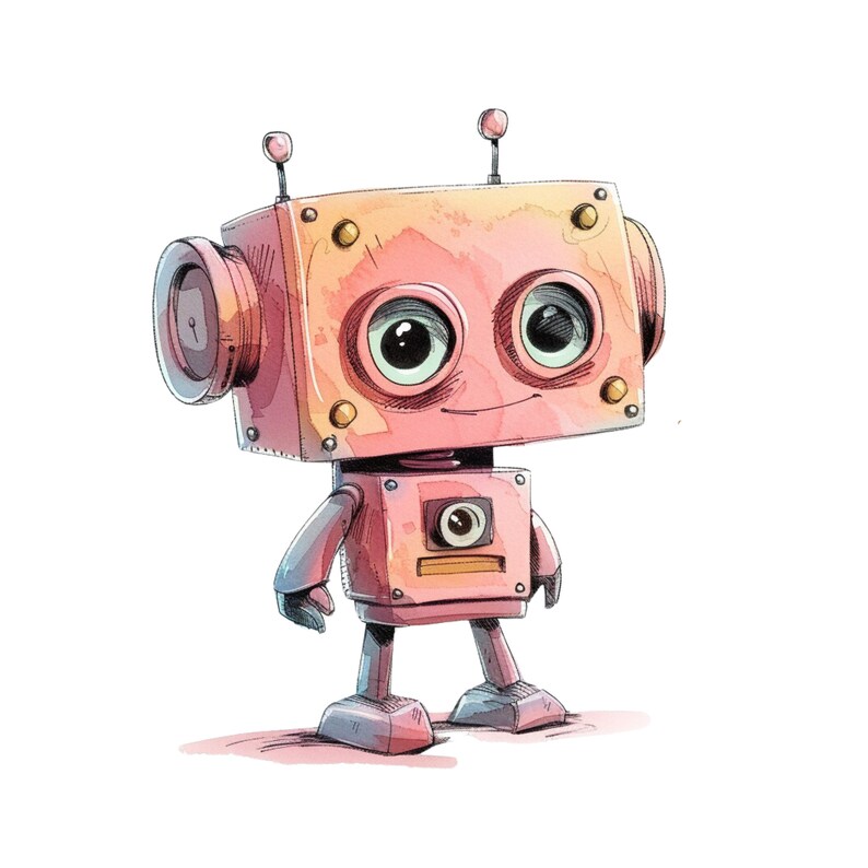 10 Cute Robot Clipart, Robot Watercolor, Robot Png, Cute Robot ...