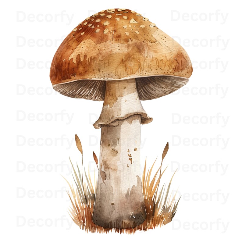 Bundle of 18 Watercolor Mushrooms Clipart Cute Forest Nature Toadstool ...