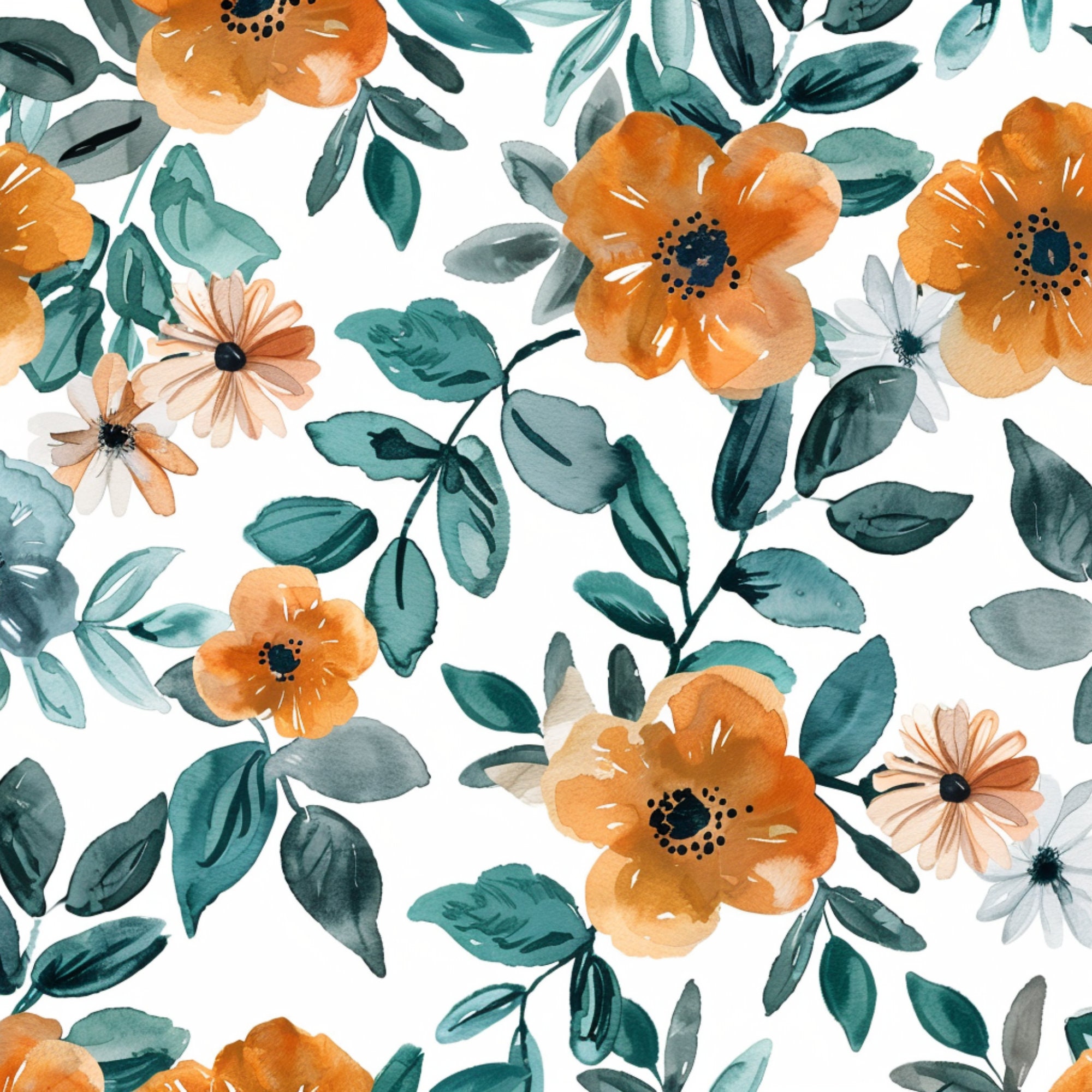 10 Watercolor Floral Seamless Pattern, Watercolor Floral Paper, Flowers ...