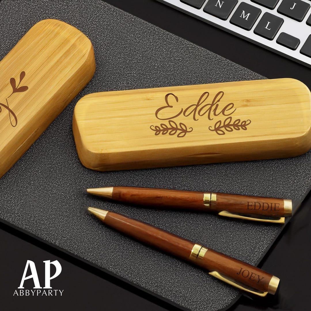 Personalized Engraved Wooden Pen Box, Custom Name Pen Case, Handcrafted ...