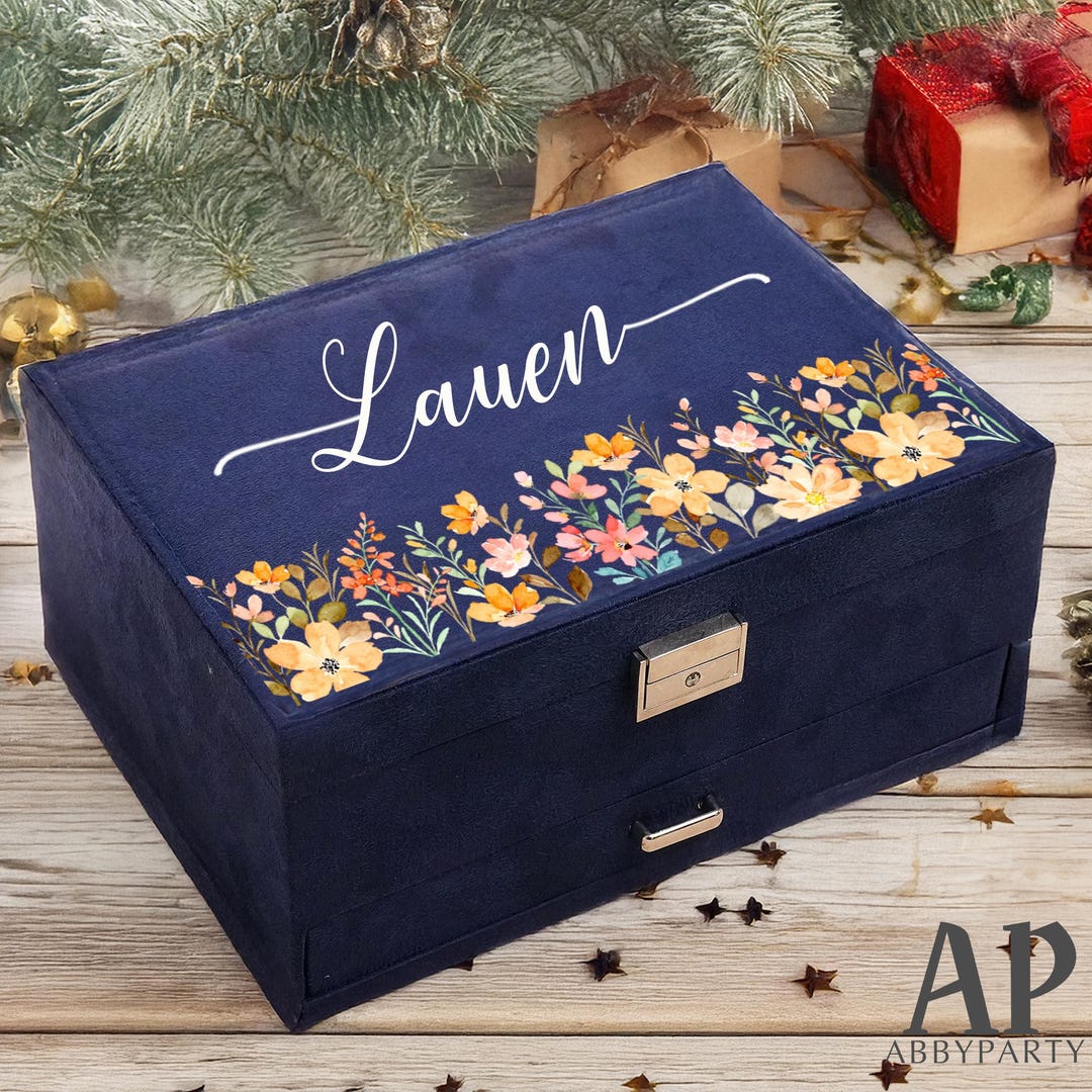 Custom Velvet Jewelry Box, Womens Jewelry Box, Large Jewelry Organizer ...