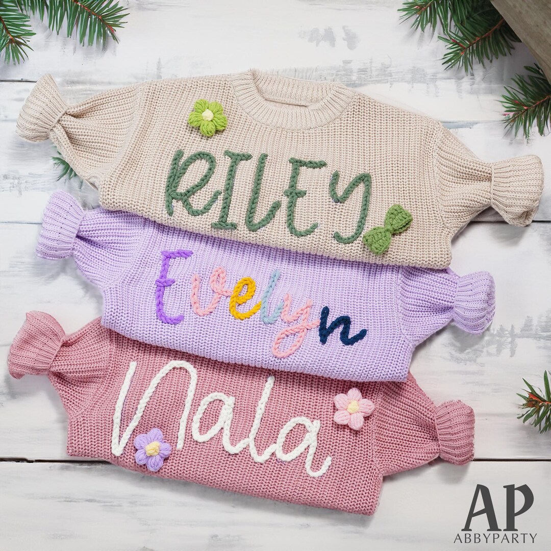 Hand Embroidered Baby Sweater, Baby Girl Sweater, Baby Boy Sweater ...
