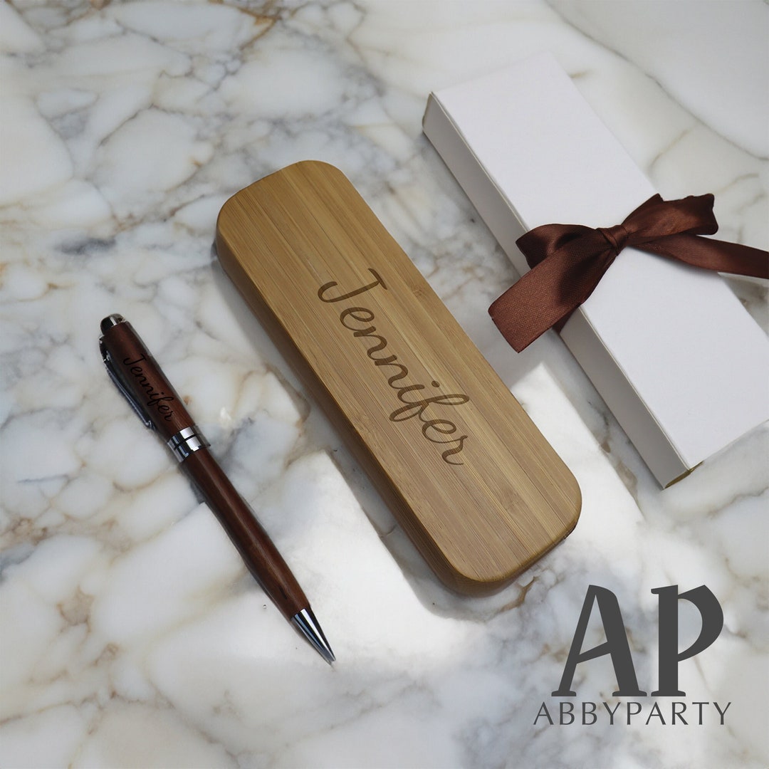 Custom Engraved Wooden Pen Box, Handcrafted Personalized Wood Pen Case ...