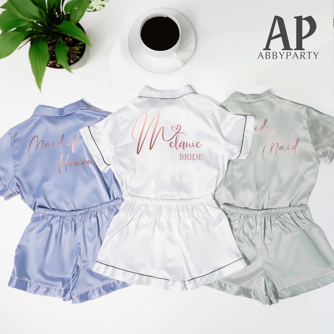 Personalized Pajamas Set, Custom Bridal Pajamas, Satin Pajamas Set, Pjs ...