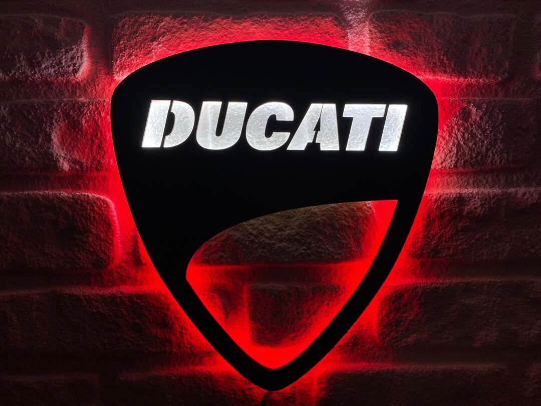 Ducati Led Sign, Motorcycle Led Sign, Ducati Logo, Ducati Garage Wall Decor, Ducati Wooden Led ...