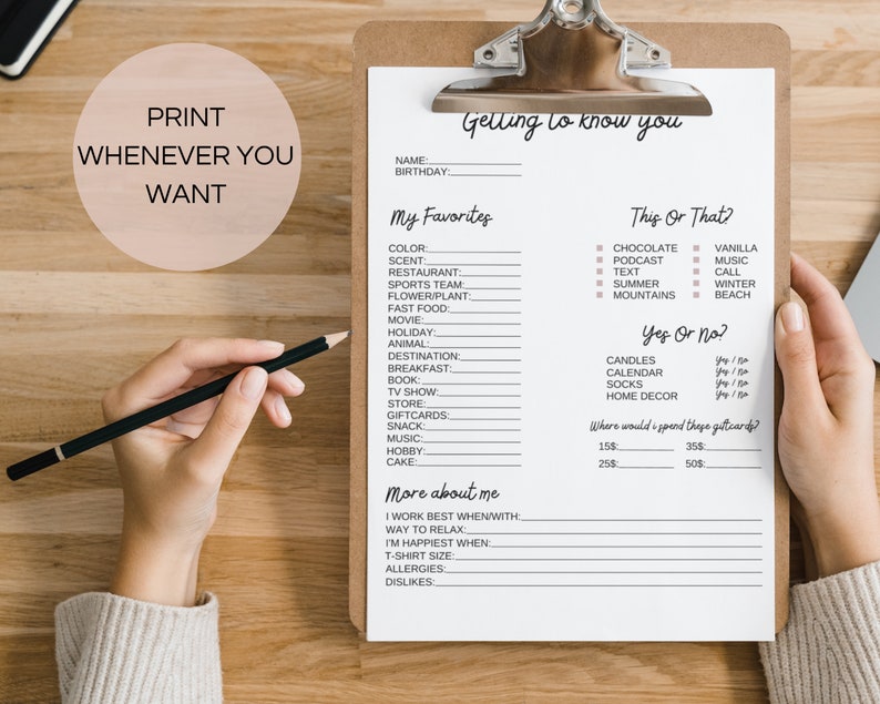 Getting to Know Staff Printable Coworker Questionnaire - Etsy