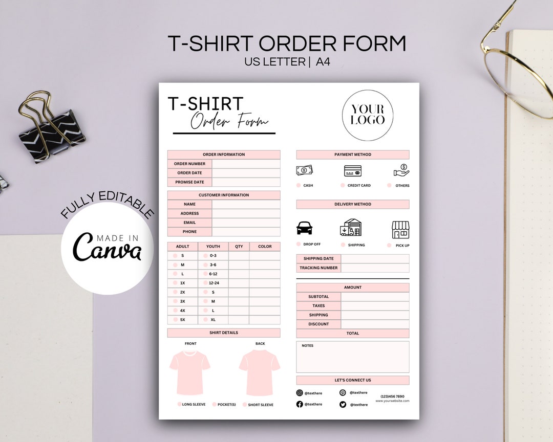 T-shirt Order Form Template, Small Business Order Form Printable ...