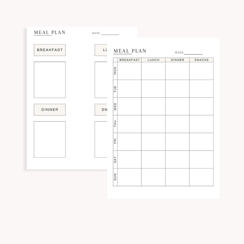 Daily Menu Planner Grocery List Sheets Printable Meal - Etsy