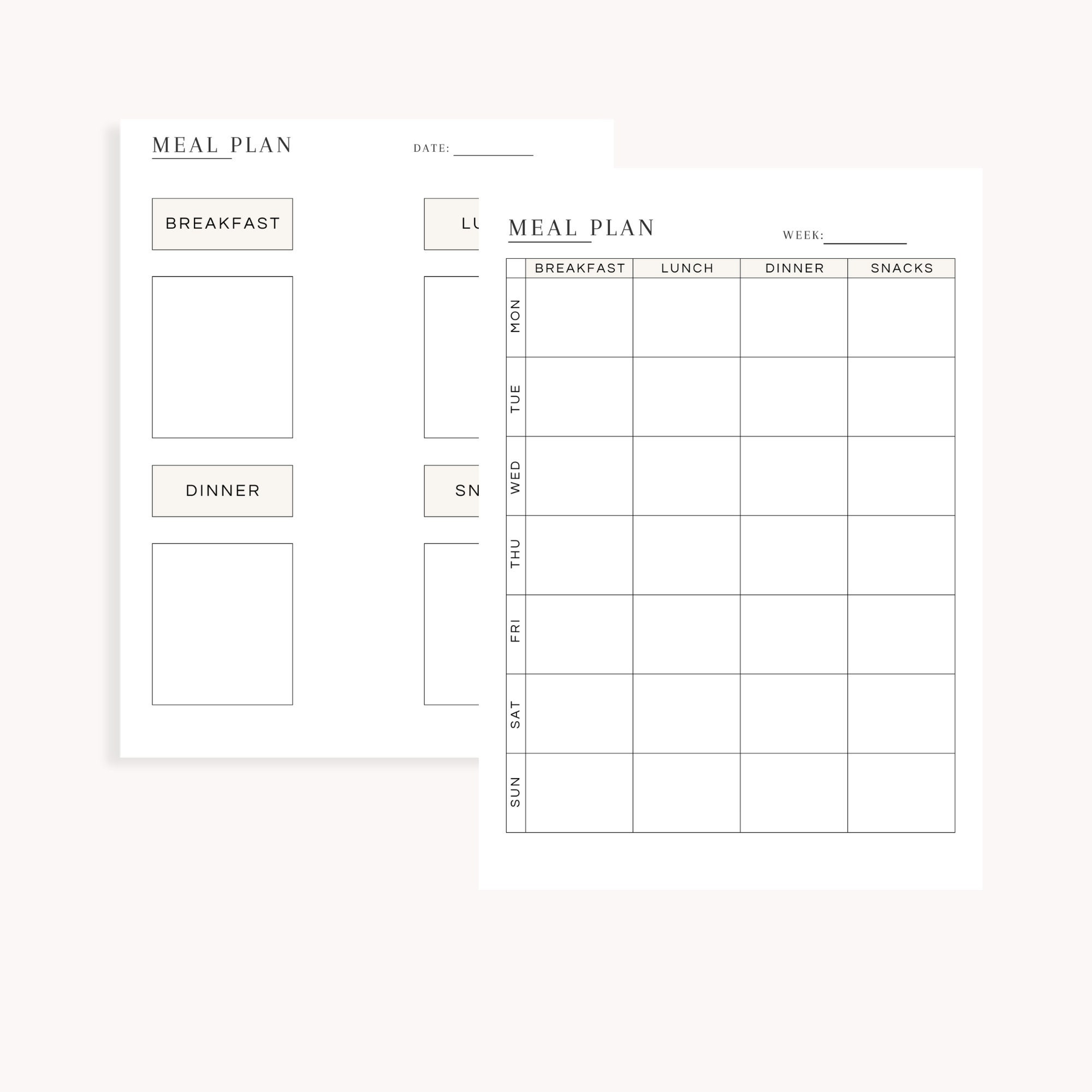 Daily Menu Planner Grocery List Sheets Printable Meal - Etsy