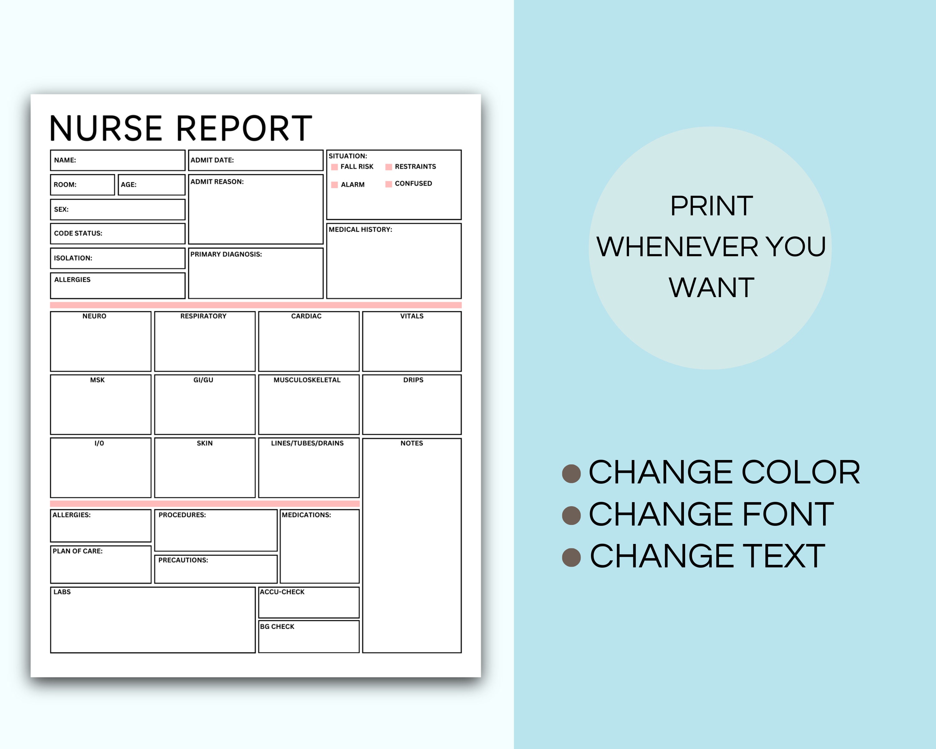 SBAR Nurse Report Sheet, SBAR Nursing Report, Nursing Care Plan, Nurse ...