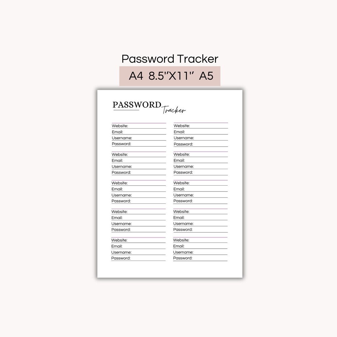 Password Tracker Printable Password Log Printable Password - Etsy