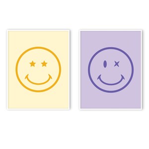 Preppy Smiley Faces Wall Art Set of 6 Digital Download - Etsy