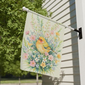 Vintage Yellow Bird Garden Flag, Goldfinch Warbler Home Decor ...