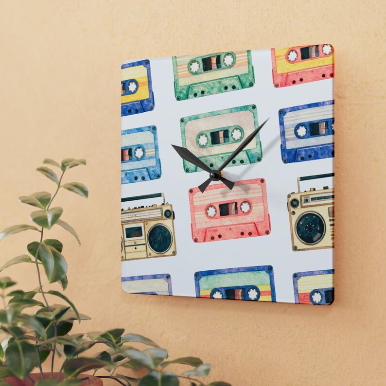 Retro Cassette Tape Wall Clock, 80s 90s Music Decor, Vintage Boombox ...
