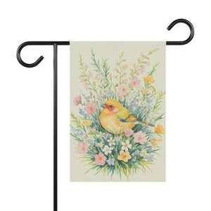 Vintage Yellow Bird Garden Flag, Goldfinch Warbler Home Decor ...