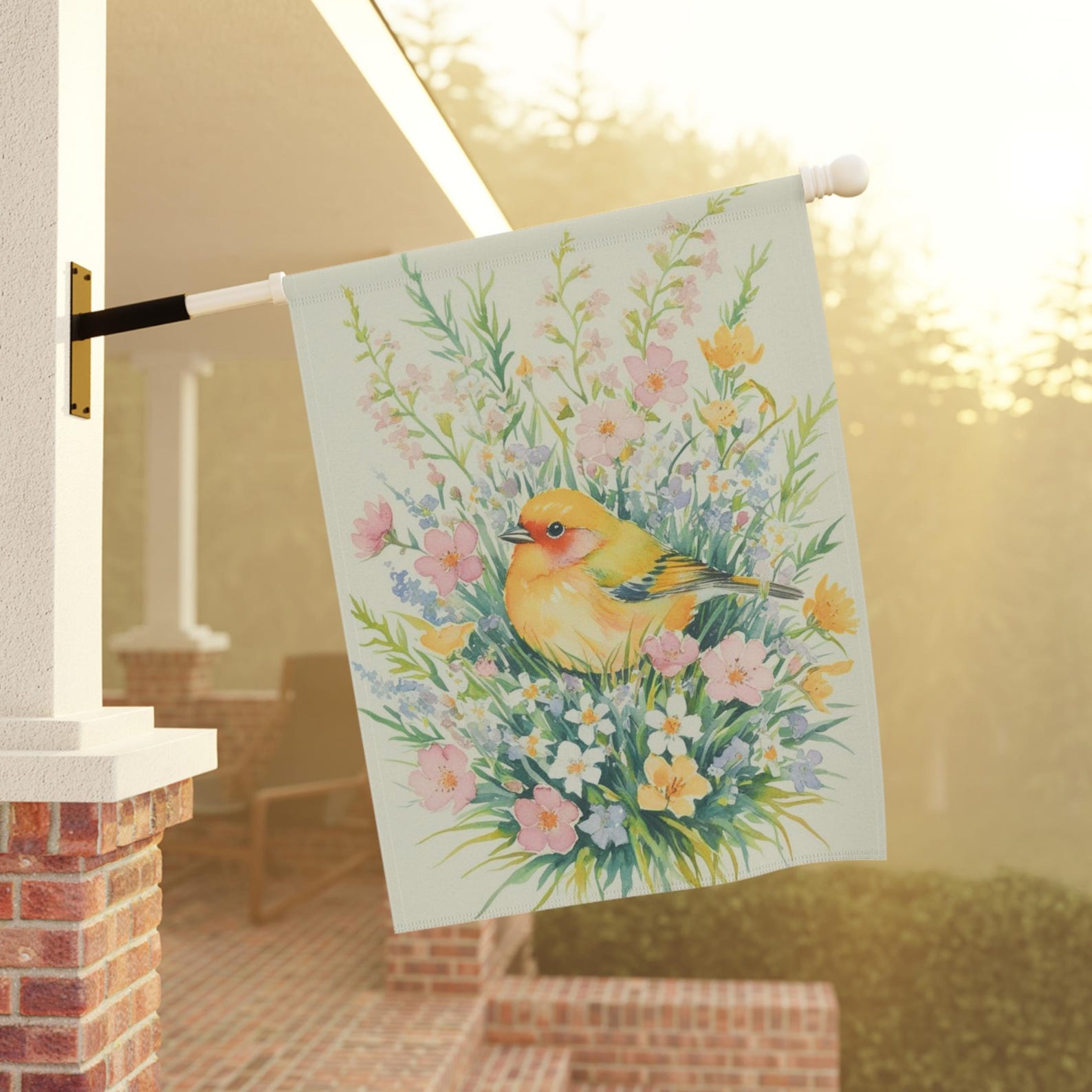 Vintage Yellow Bird Garden Flag, Goldfinch Warbler Home Decor ...