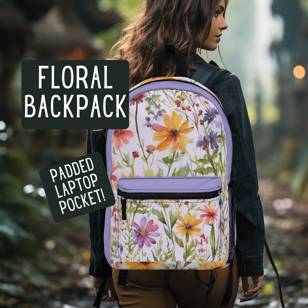 Watercolor Floral Periwinkle Lavender Backpack - Etsy