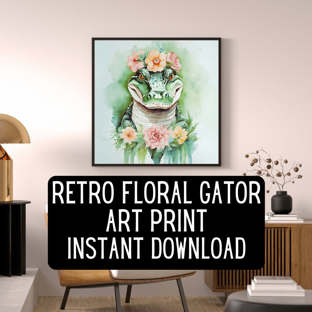 Single Image Download of Watercolor Style Retro Vintage Alligator ...