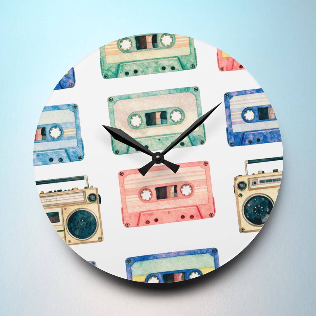 Retro Cassette Tape Wall Clock, 80s 90s Music Decor, Vintage Boombox ...