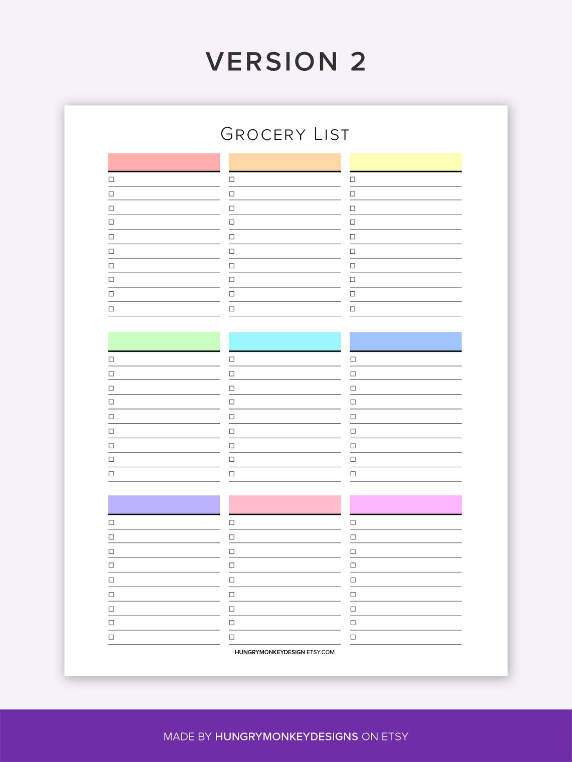 Printable Grocery List Template, Grocery Planner, Food Shopping List ...