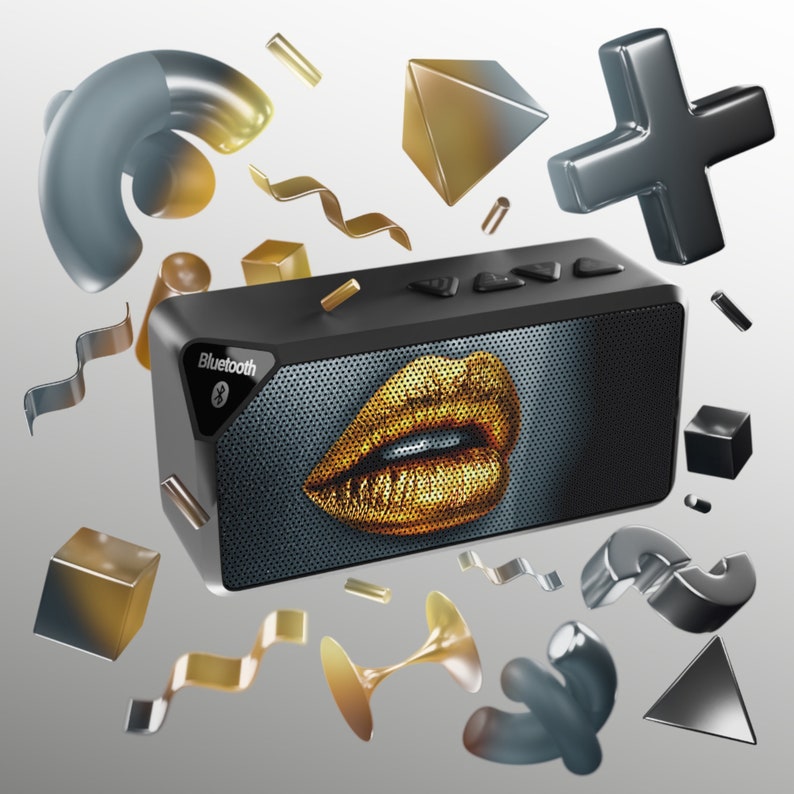 Golden Lipstick Jabba Bluetooth Speaker - Stylish Gold Lips Wireless ...