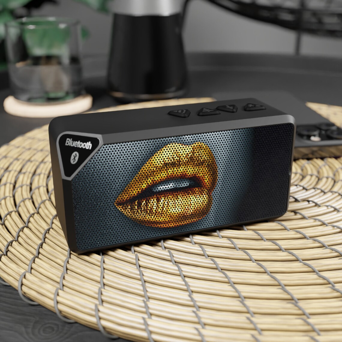 Golden Lipstick Jabba Bluetooth Speaker - Stylish Gold Lips Wireless ...