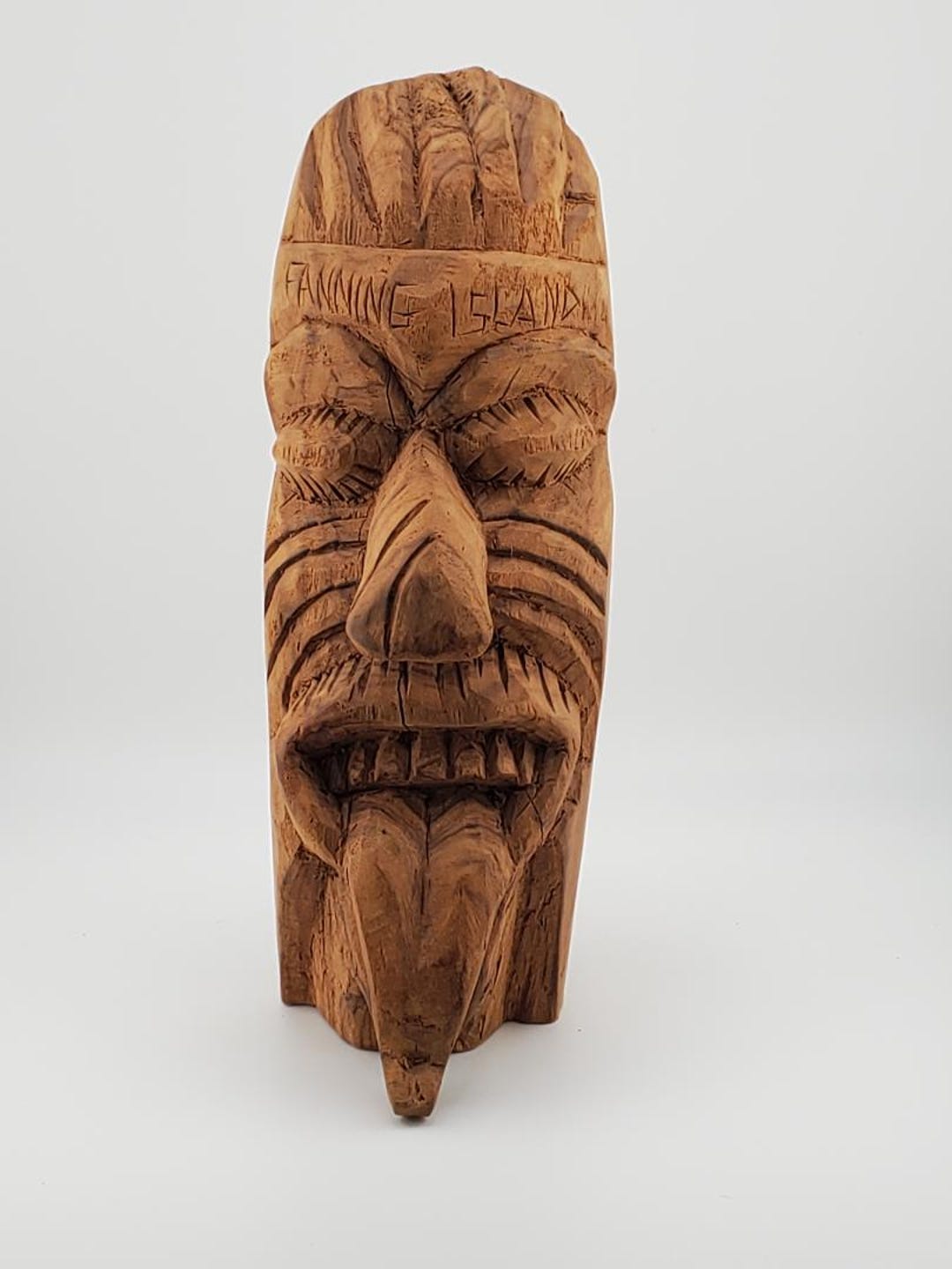 Hand Carved Fanning Island Tiki Head With Large Nose and Long Tongue ...