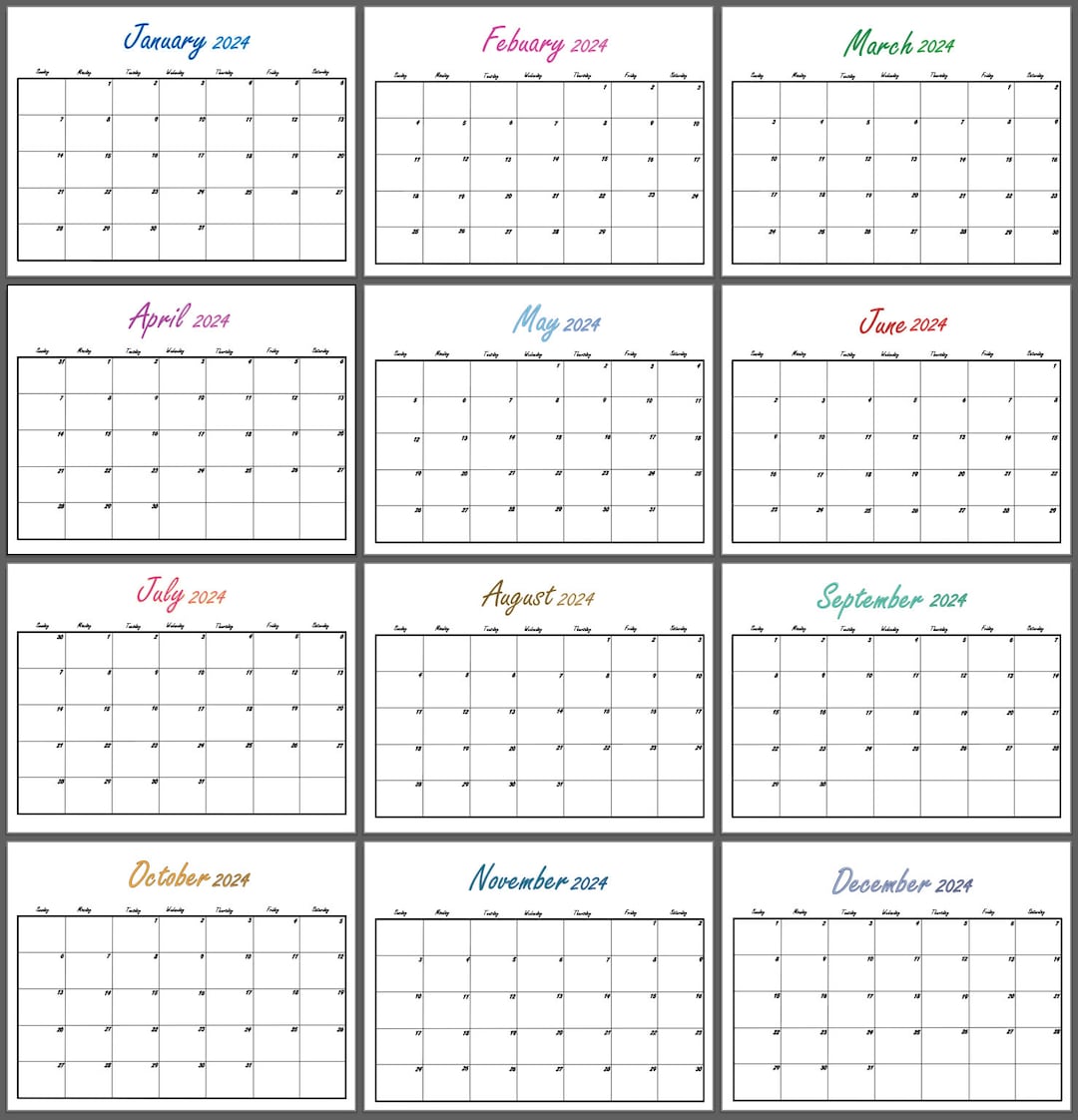 Simple 12-month Calendar - Etsy Canada