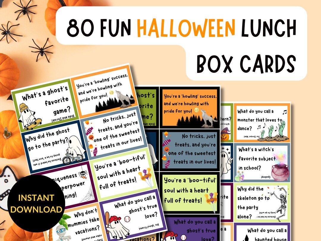 Halloween Lunch Box Notes | Lunch Kit Notes Halloween | Spooky Jokes ...